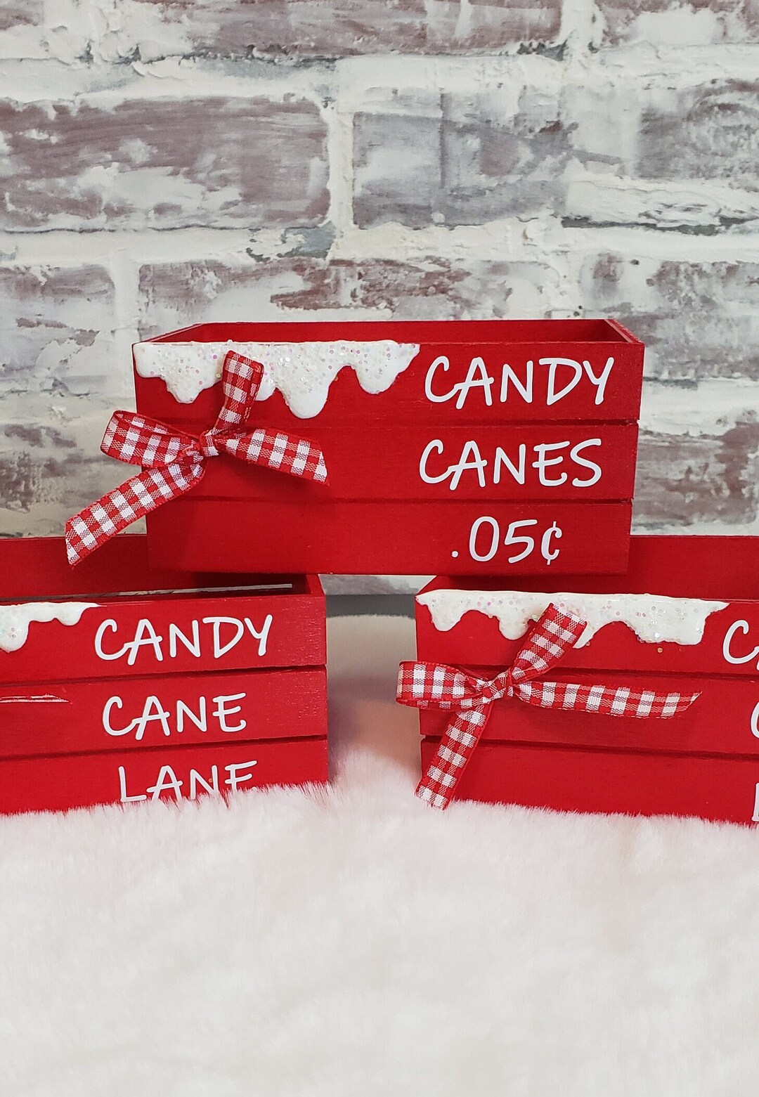 Candy Cane Crates/candy Dishes/tiered Tray Decor/christmas Tray/fake ...