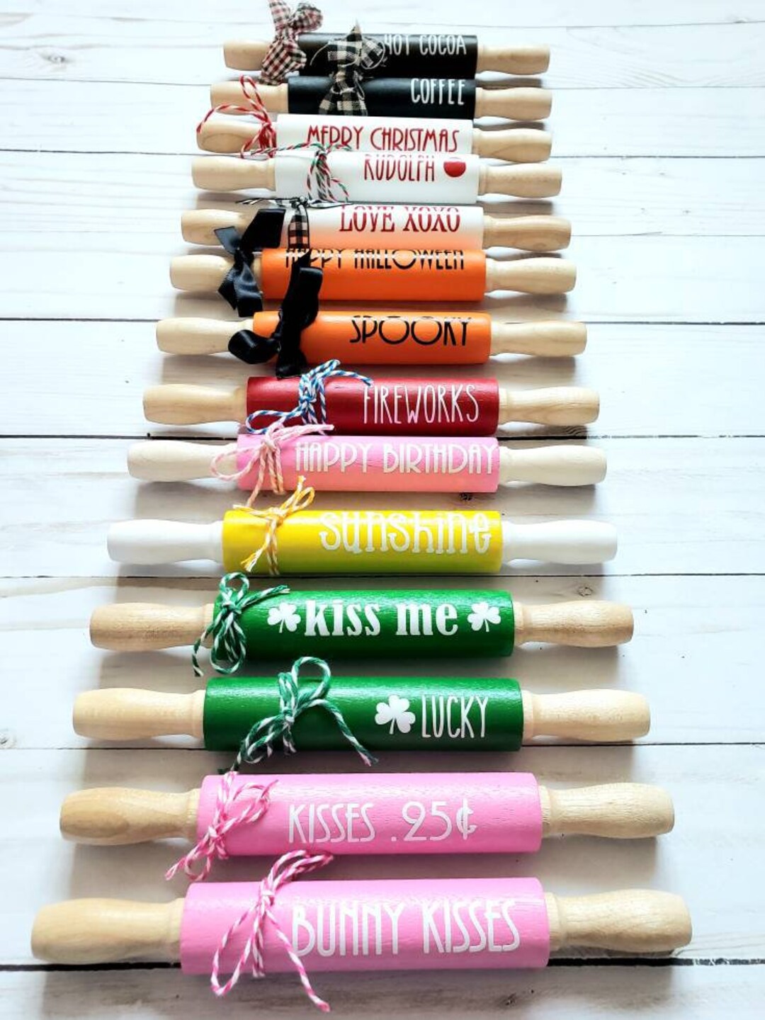 Tiered Tray Wood Rolling Pin Decor/valentine Tiered Deco/st Patricks ...