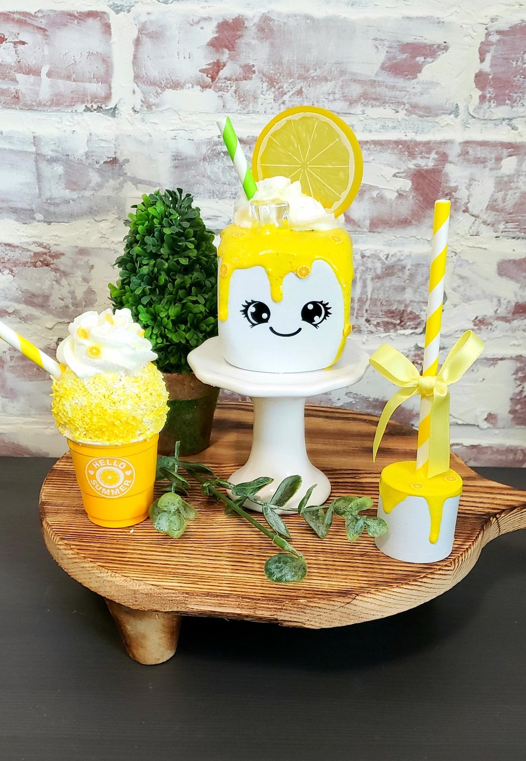 Lemon Decor Tiered Tray Bundle/kitchen Yellow Lemon Decor/summer Lemon ...