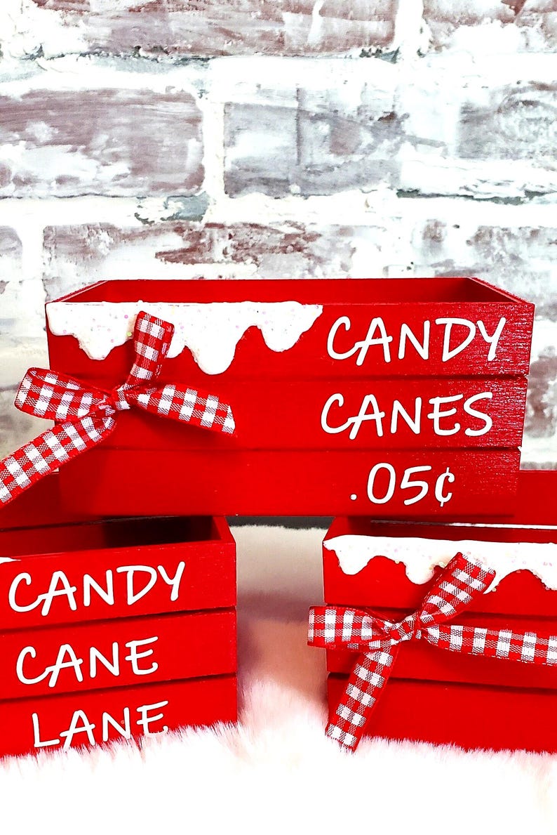 Candy Cane Crates/candy Dishes Tiered Tray Decor/christmas Decor/fake ...
