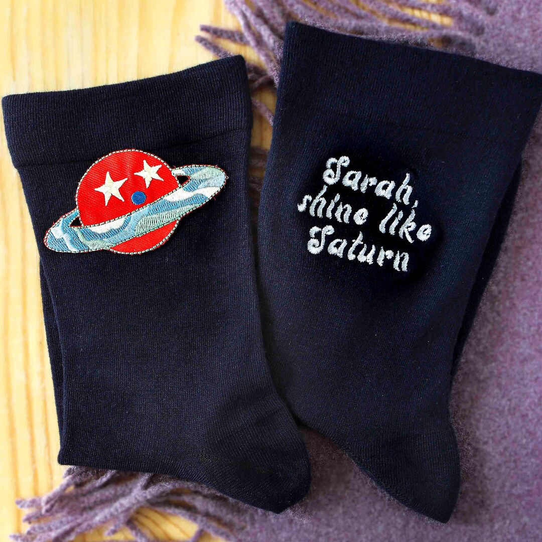 Personalised Saturn Planet Socks - Etsy