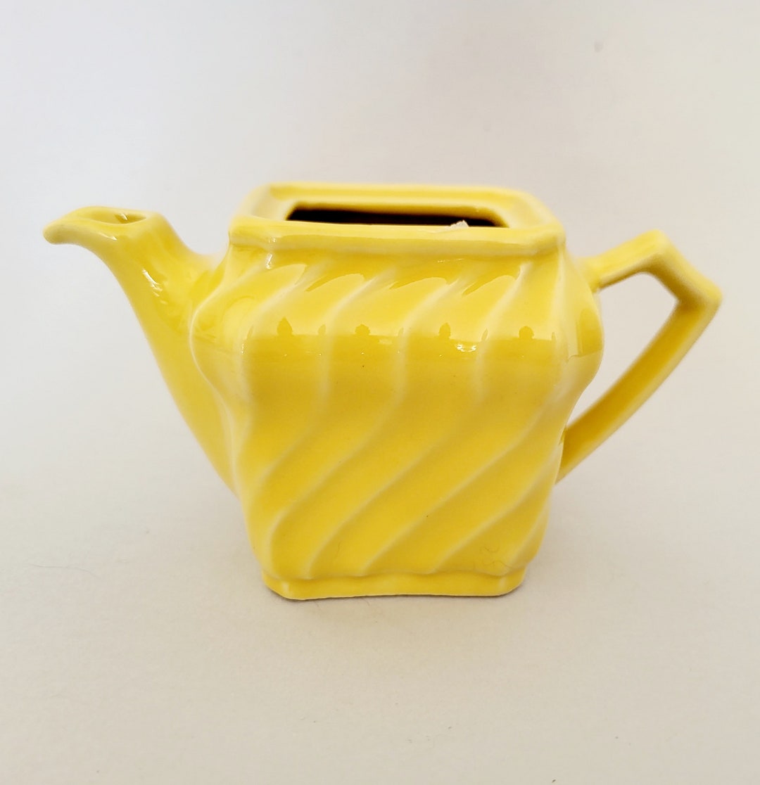 Yellowware USA Mini Teapot - Ceramic Planter Collectible - Yellow ...