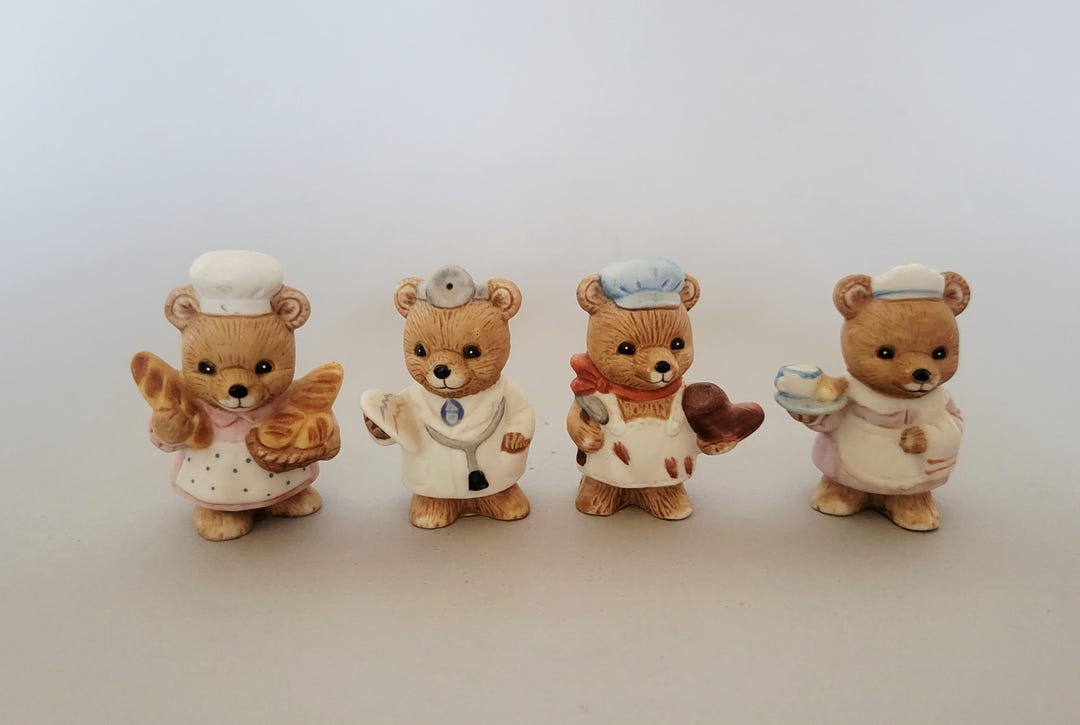 Vintage Miniature Homco Career Bear Figurines - Mini Ceramic Teddy ...