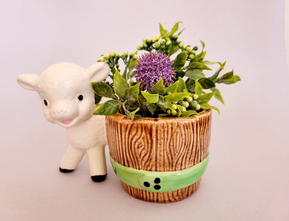 Lamb Flower Pot High Gloss Ceramic Planter - Retro Home Decor - Baby ...