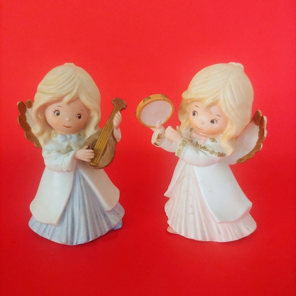 Porcelain Angels With Musical Instruments Vintage - Etsy