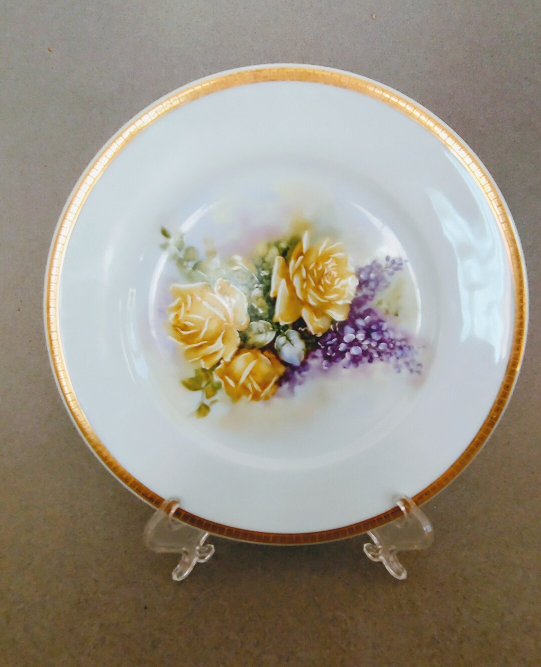 Vintage Porcelain China Floral Plate by Global Designs - Yellow Rose ...