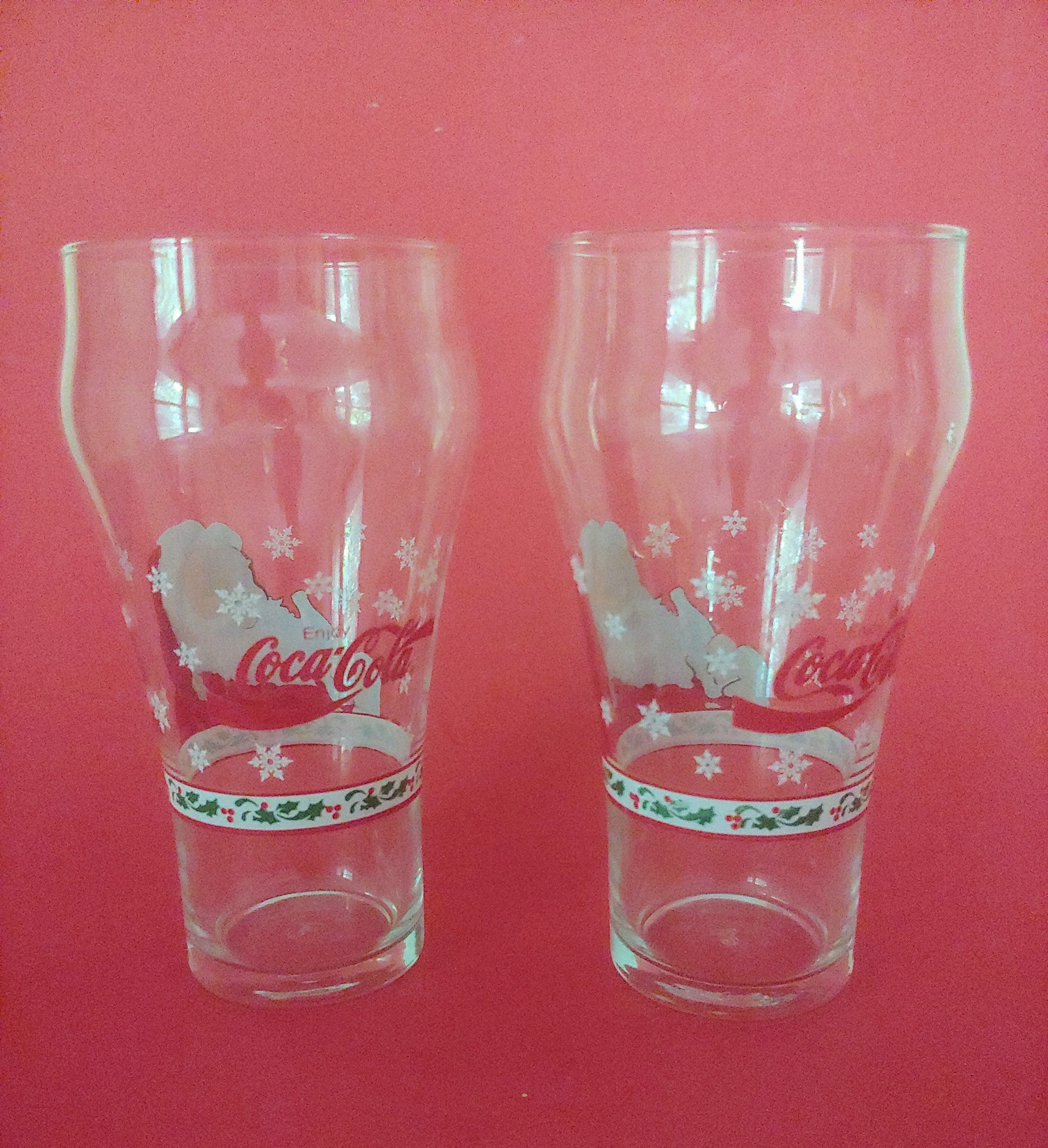 Set of Two Coca Cola Santa Glass Set Christmas Glassware Coca Cola Bell ...