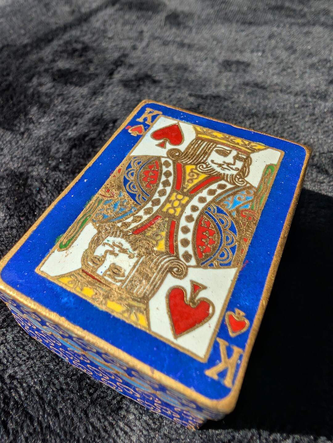 RARE Red King of Spades Playing Card Design | Vintage Enamel Trinket ...