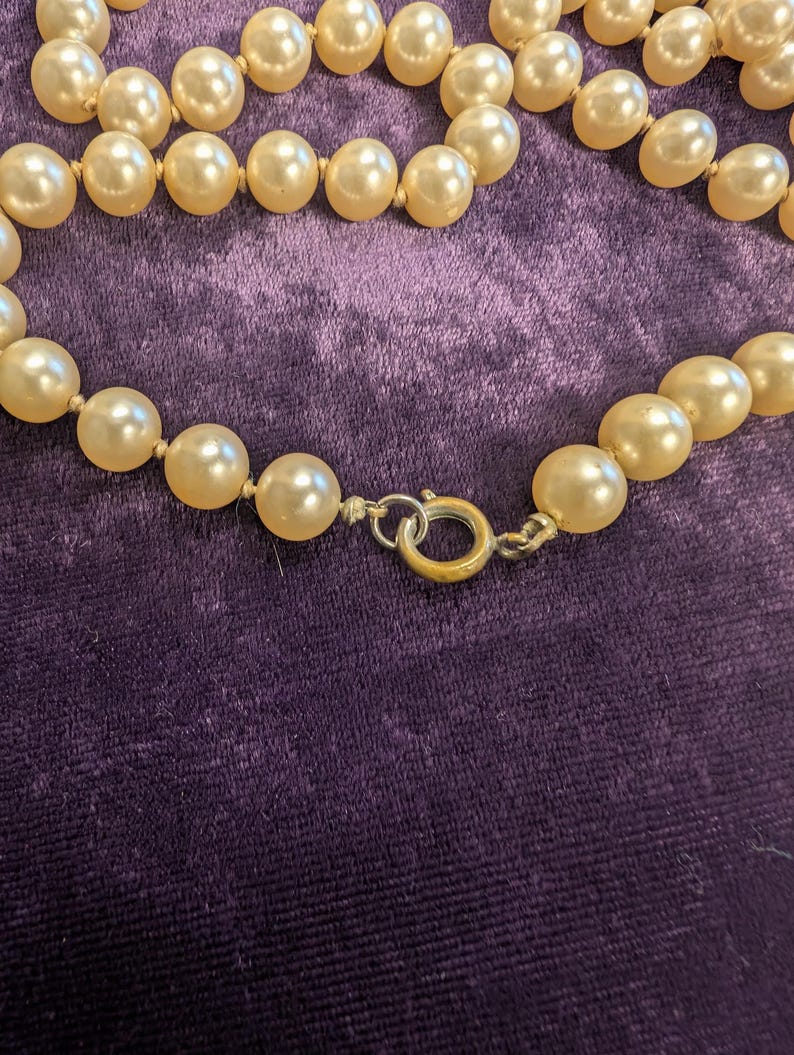Vintage Faux Pearl Necklace | 60 Inch Hand-knotted Strand | Long ...