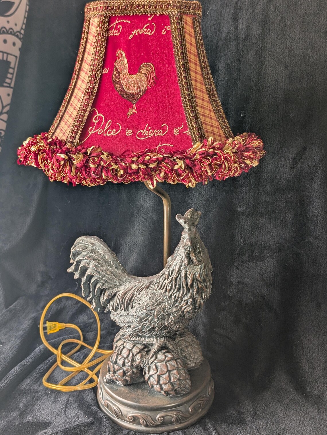 Vintage French Country Rooster Lamp | 25” Tall | Rustic Farmhouse Decor ...