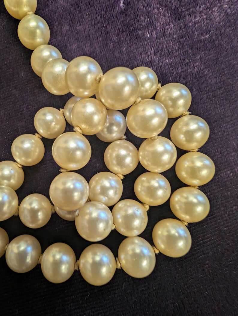 Vintage Faux Pearl Necklace | 60 Inch Hand-knotted Strand | Long ...