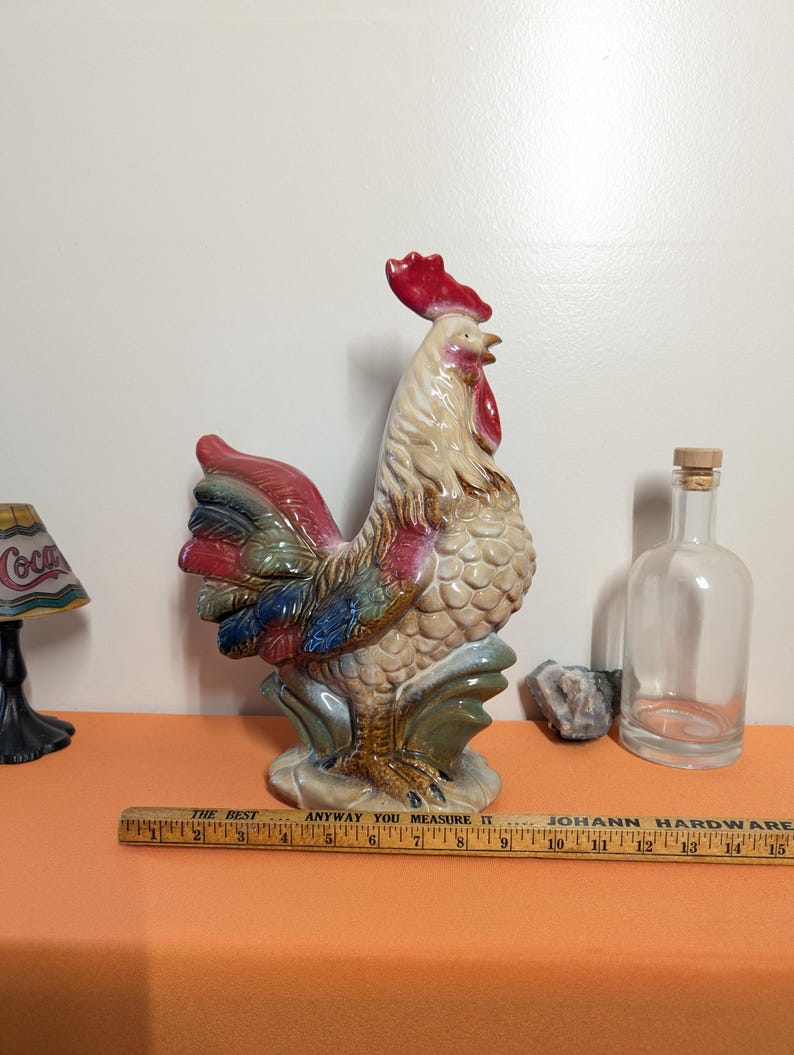 Vintage Large Colorful Ceramic Rooster | Farmhouse Decor | Majestic ...