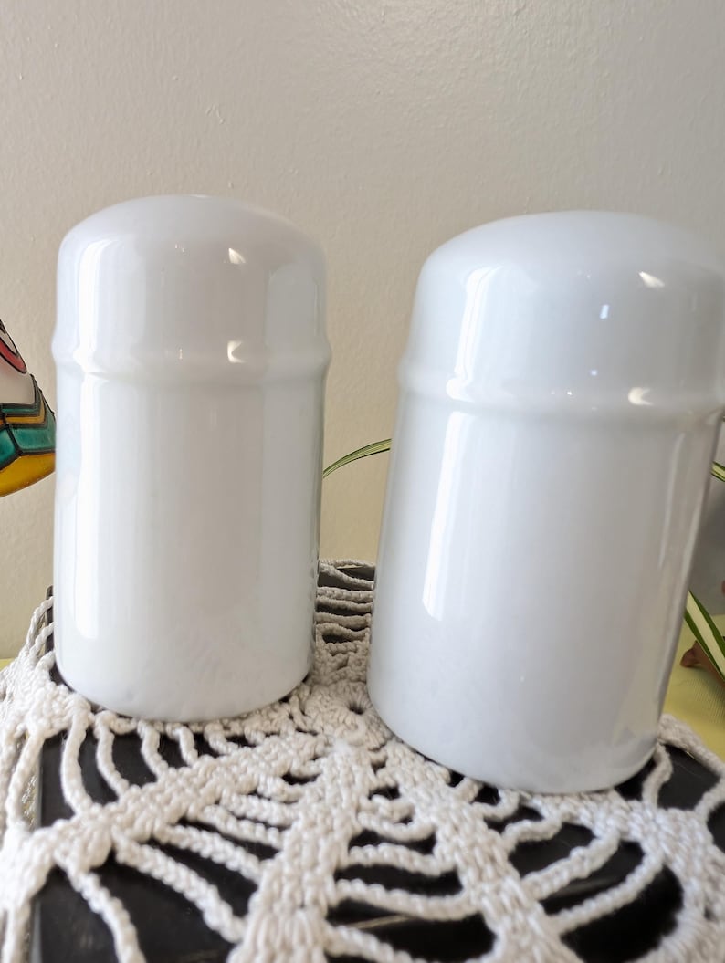 White Ceramic Salt & Pepper Shaker Set | Minimalist Cylinder Shakers ...