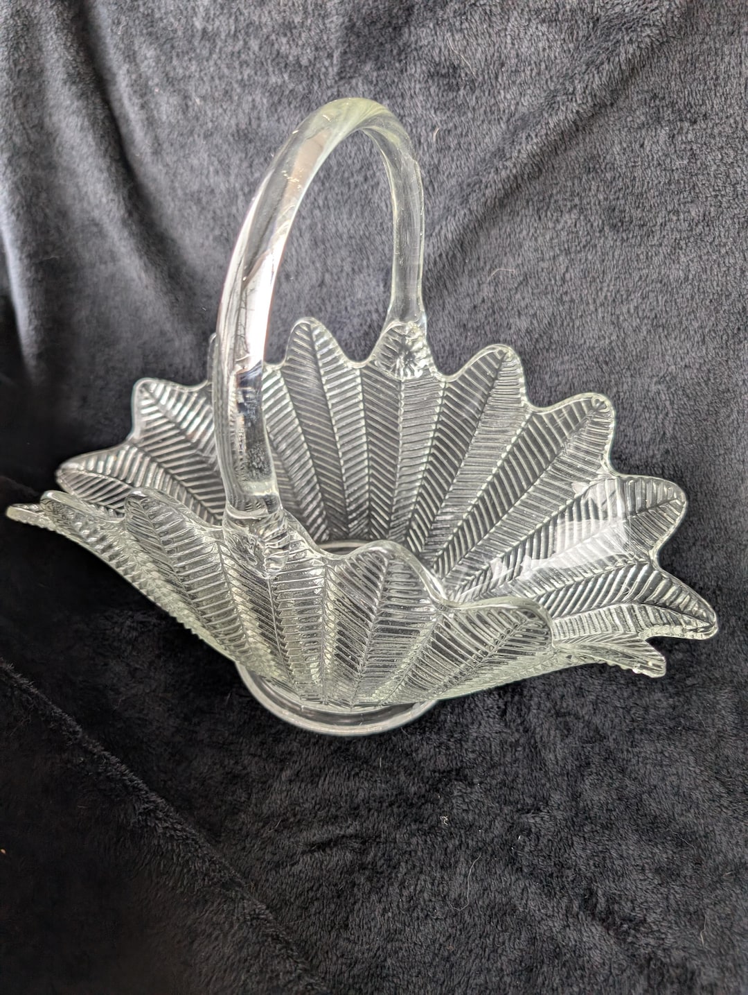 L.E. Smith Glass Basket | Vintage Clear Pressed Glass | Decorative ...