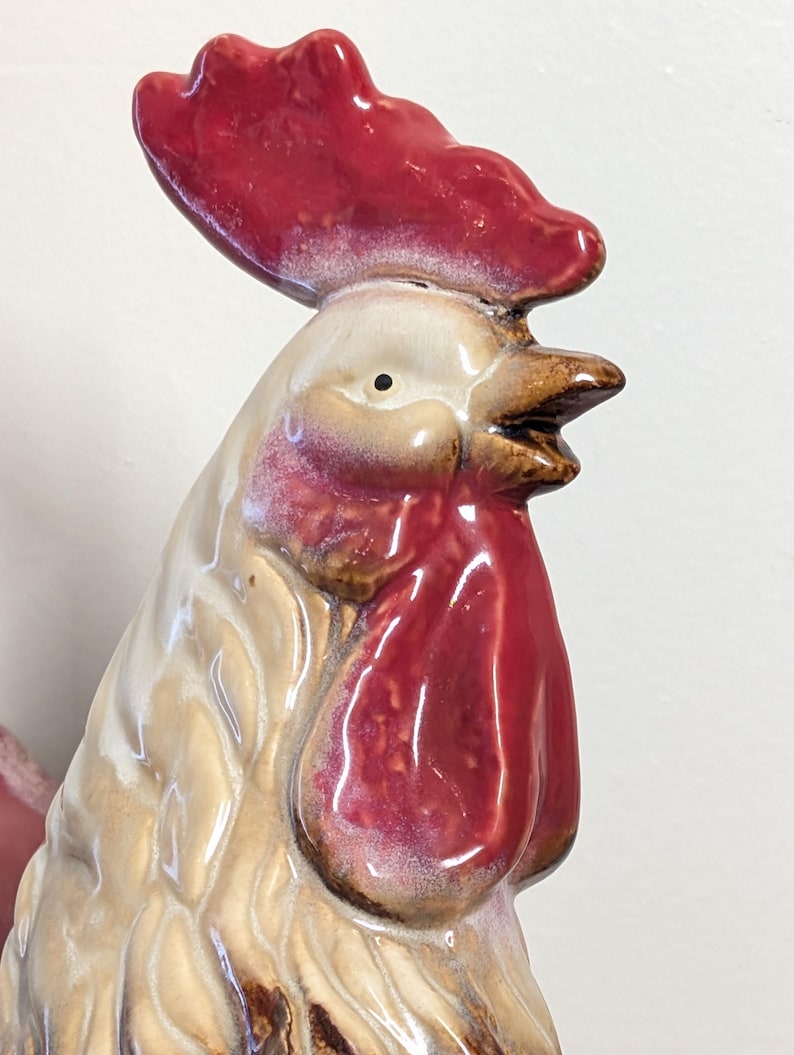 Vintage Large Colorful Ceramic Rooster | Farmhouse Decor | Majestic ...