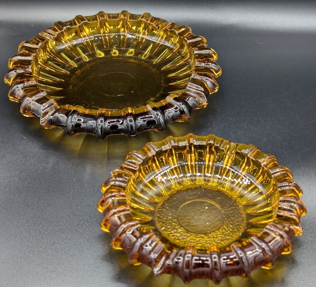 Vintage Amber Glass Ashtray | Choice of 7" or 10" | Fostoria or Blenko ...