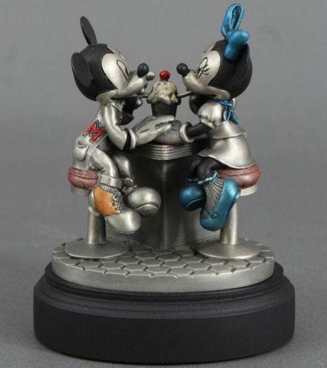 RARE Disney Mickey & Minnie sippin' Soda Collectible Chilmark Pewter ...