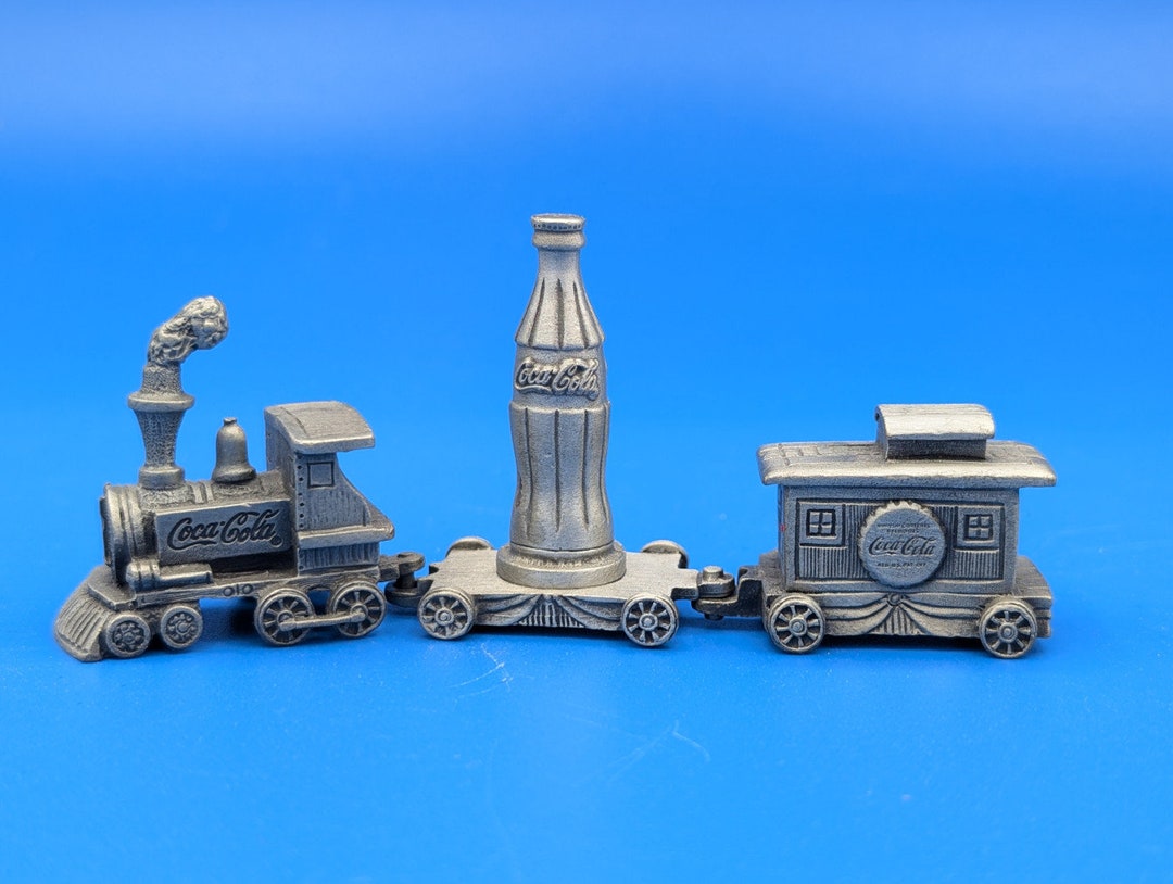 Vintage Coca Cola Coke Pewter Train Set - Engine, Bottle, Caboose ...
