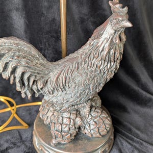 Vintage French Country Rooster Lamp | 25” Tall | Rustic Farmhouse Decor ...