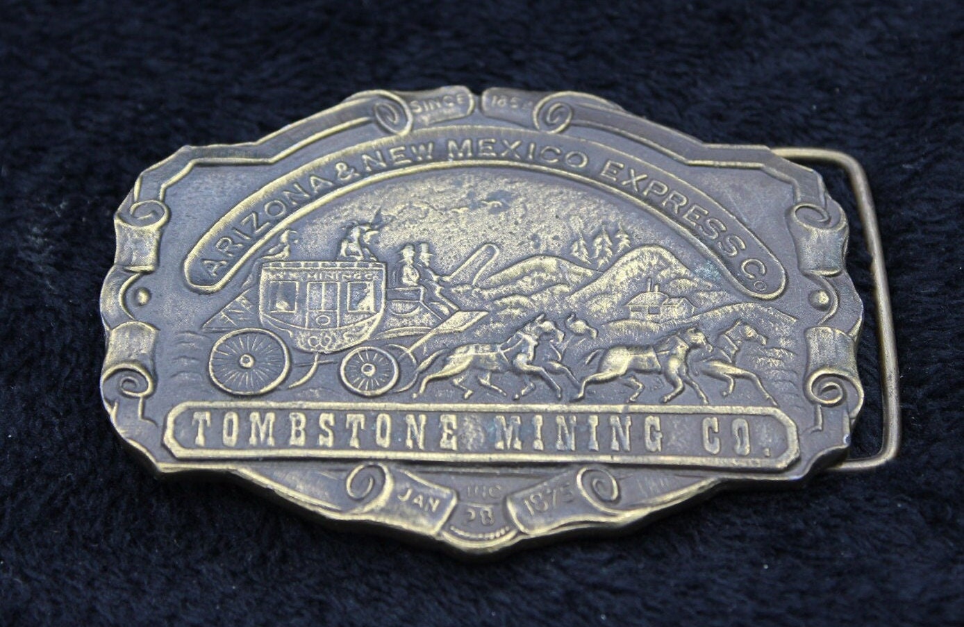 Vintage Brass Belt Buckle for 1.5 Belts stagecoach Scene Tombstone ...