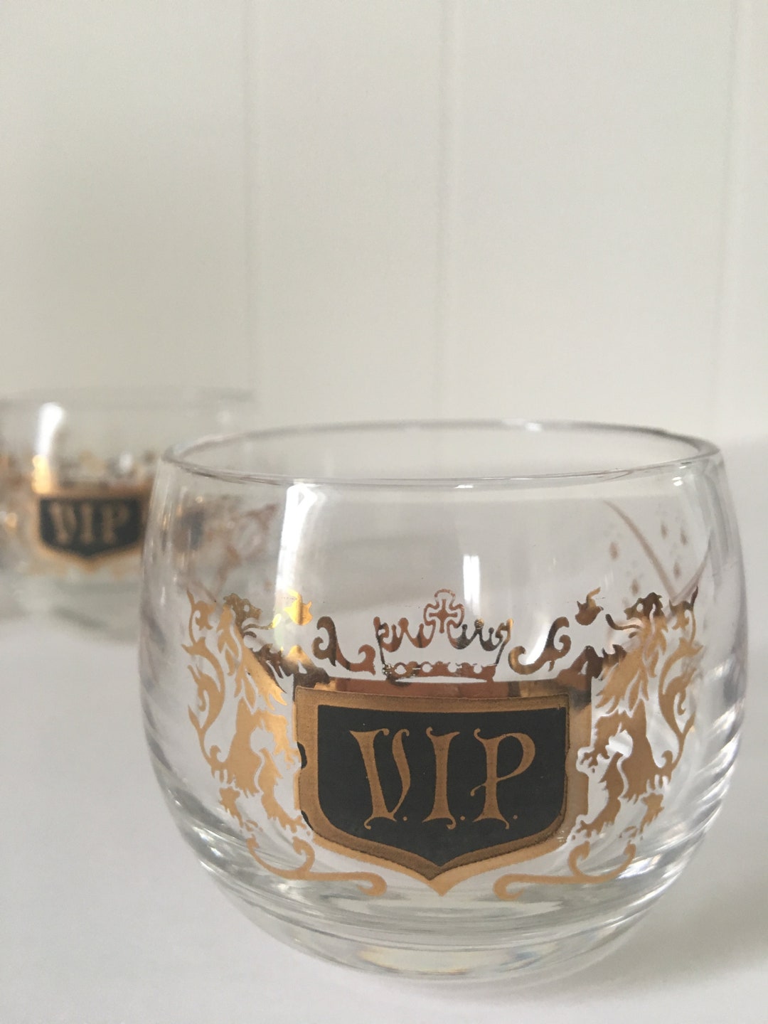 Set of 4 Vintage Gold and Black Barware Glasses VIP mad Men - Etsy