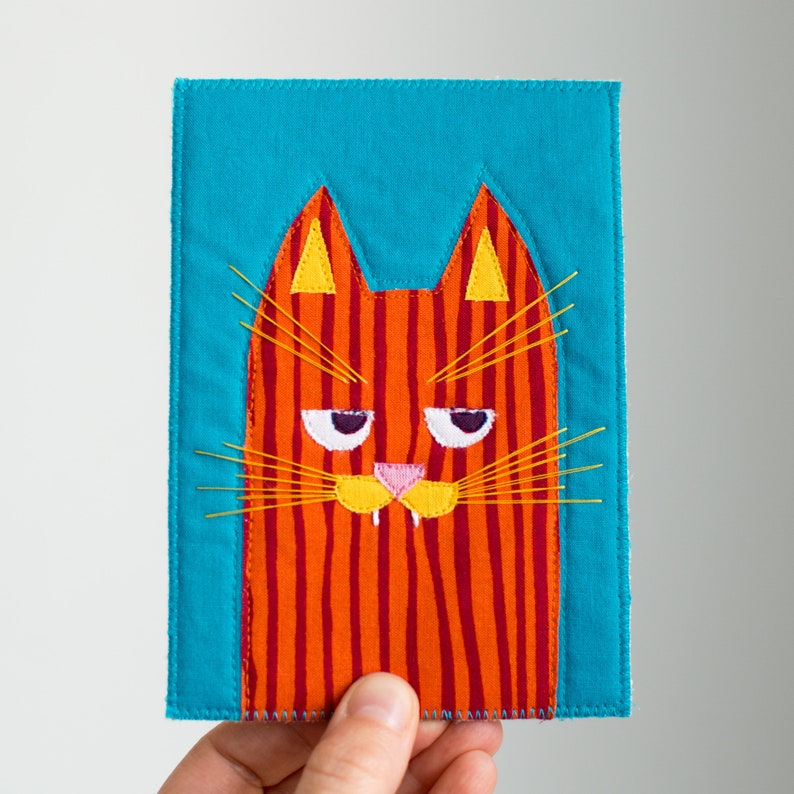 8 PDF Patterns for Fabric Cat Portrait Postcards / Raw Edge Applique ...