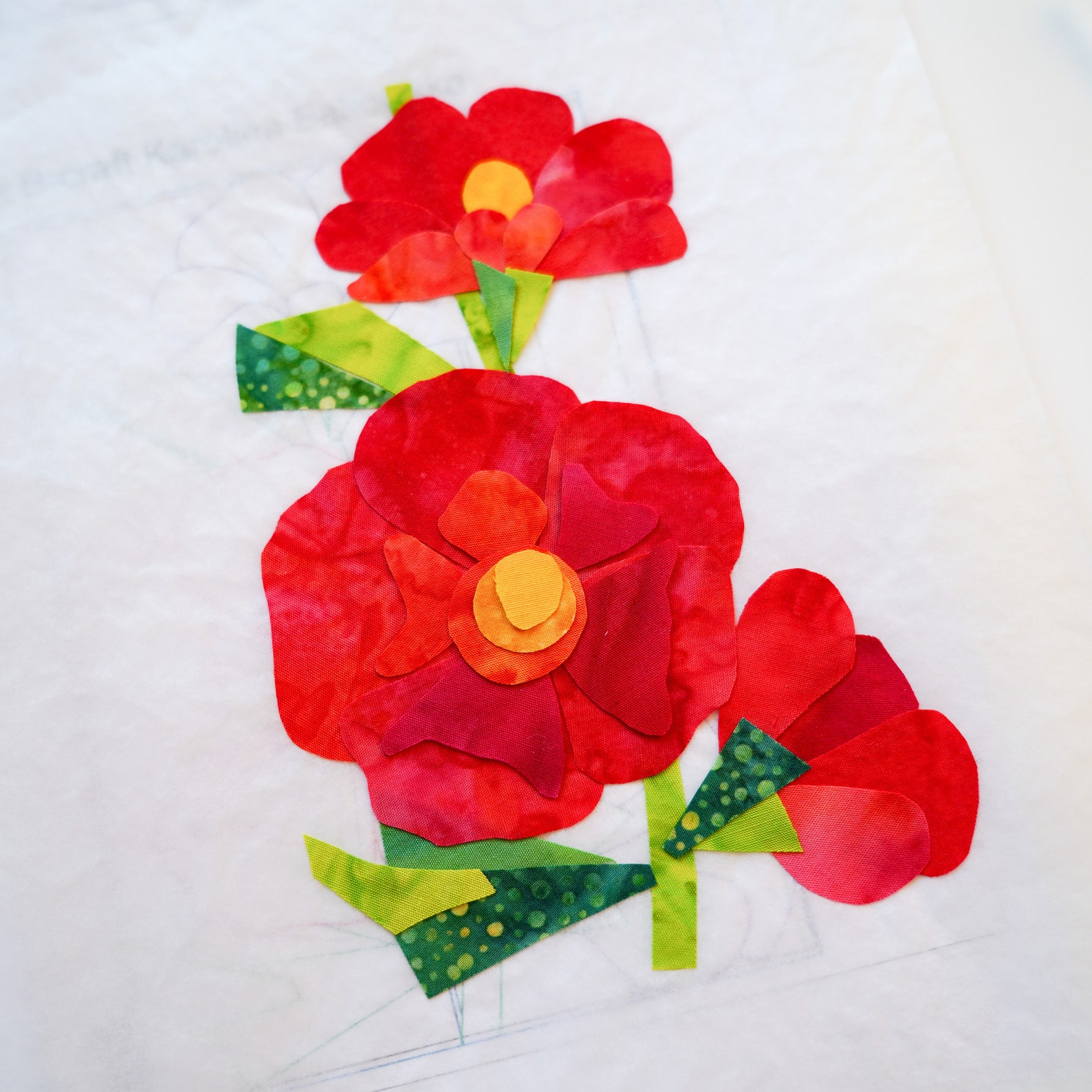 PDF Pattern for Quilted Fabric Postcard With Hollyhocks / PDF Postcard ...