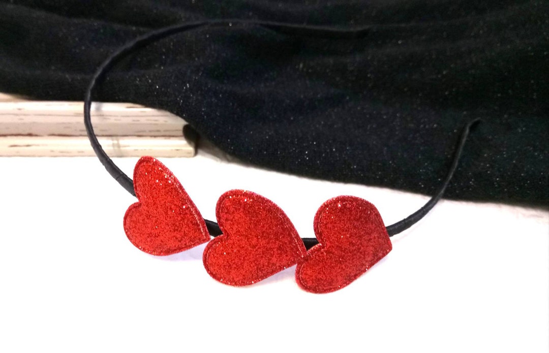 Red Heart Headband Girls Valentine's Headband Party Glitter Heart ...