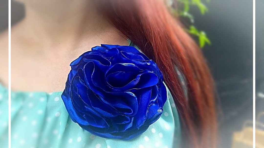 Royal Blue Brooch Blue Rose Flower Pin Mother of the Bride Pin Royal ...