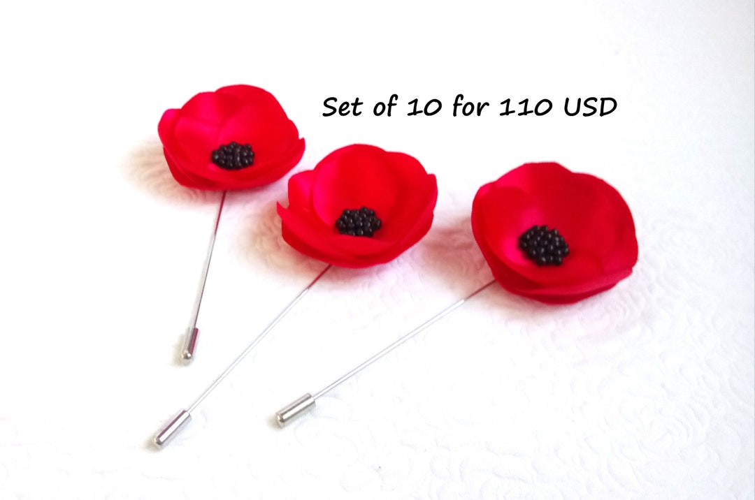 10 Poppy Pins Men's Poppy Pin Poppy Brooch Poppy Lapel Pin Boyfriend ...