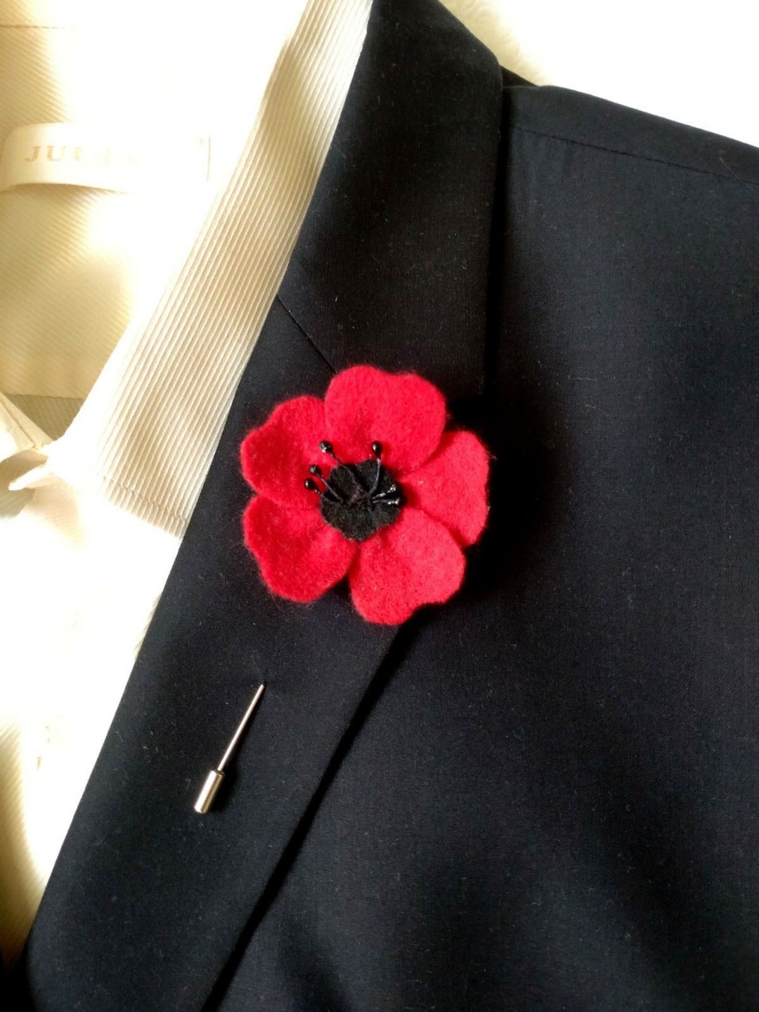 Felted Poppy Pin Men's Poppy Boyfriend Gift Groomsman Lapel Pin Poppy ...