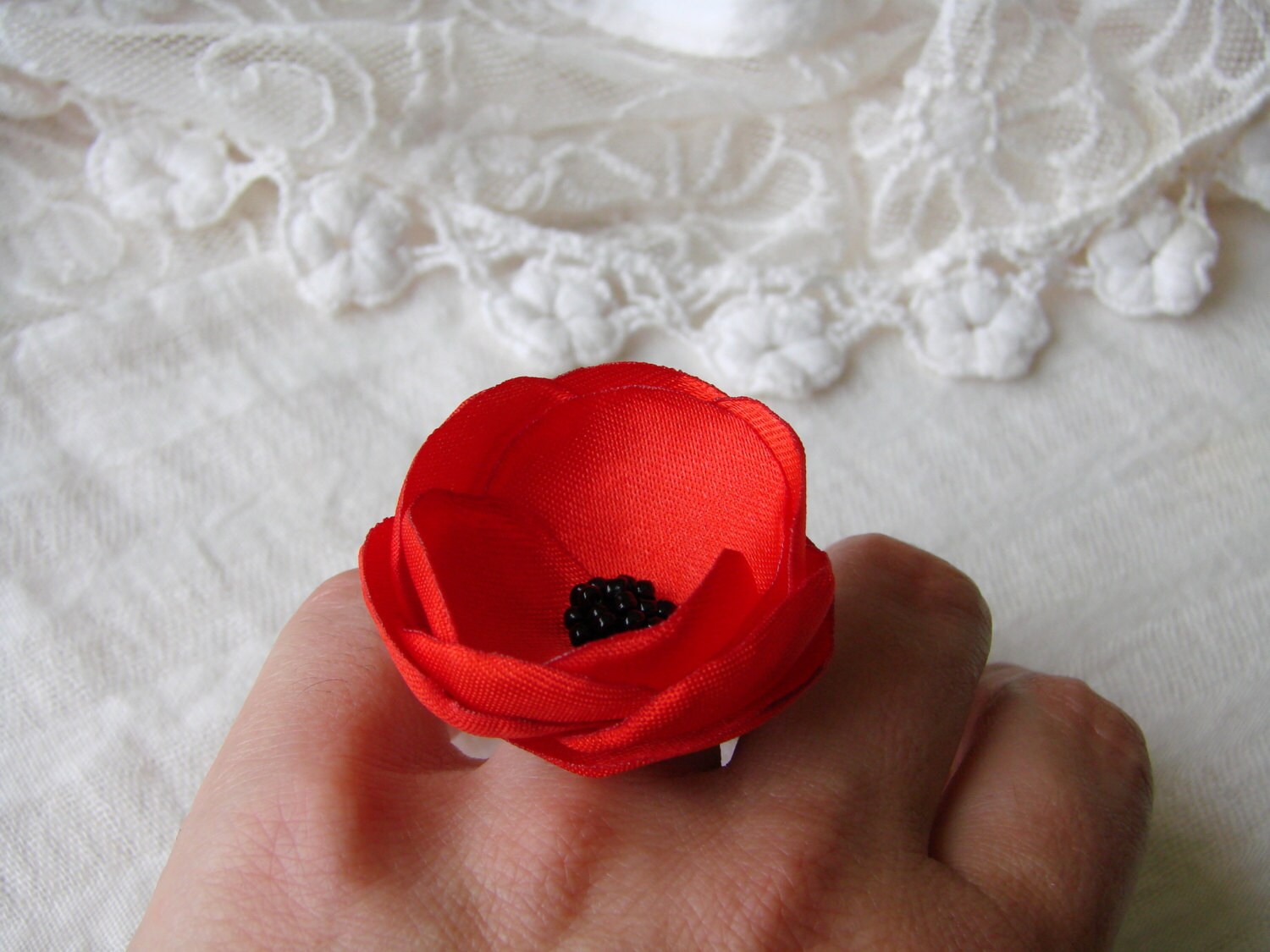 Poppy Ring Bridesmaids Gift Poppy Lover Ring Red Flower Summer - Etsy
