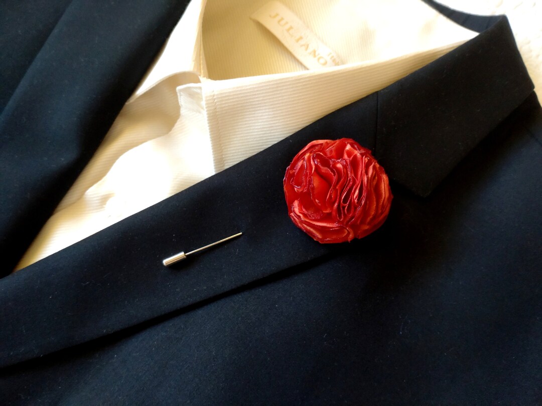 Burnt Orange Lapel Pin Burnt Orange Suit Brooch Flower Pin Burnt Orange ...