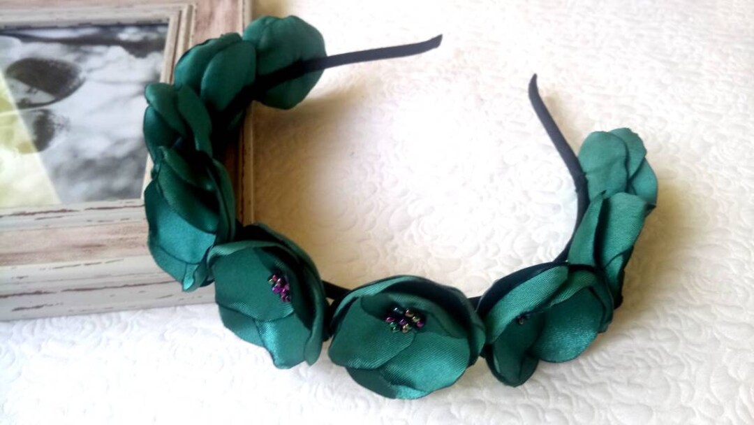 Forest Green Flower Crown Forest Green Headband Forest Green Headdress ...