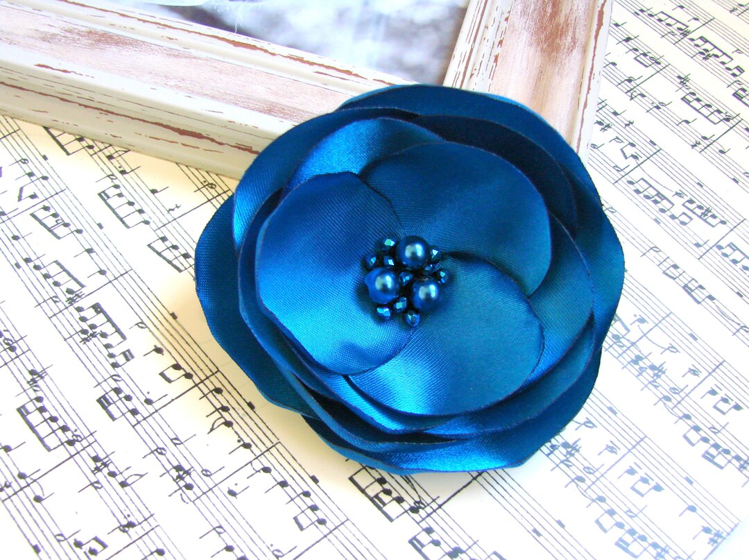 Blue Silk Flower Brooch Blue Hair Flower Blue Poppy Flower Hair Clip ...