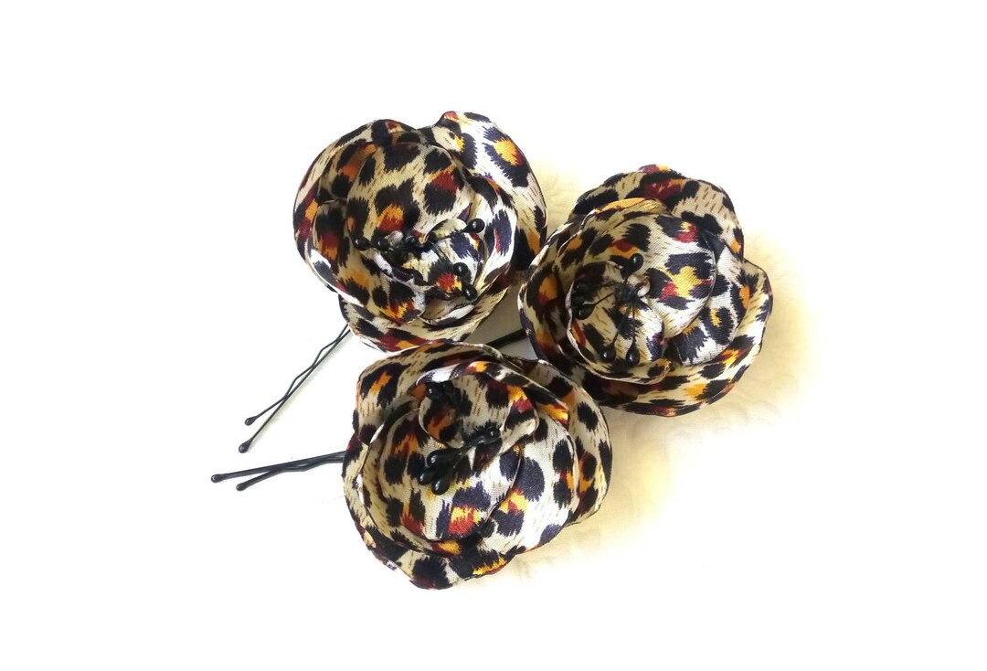 Leopard Pins Orchid Hair Pins Leopard Print Hair Pins Leopard Hair ...