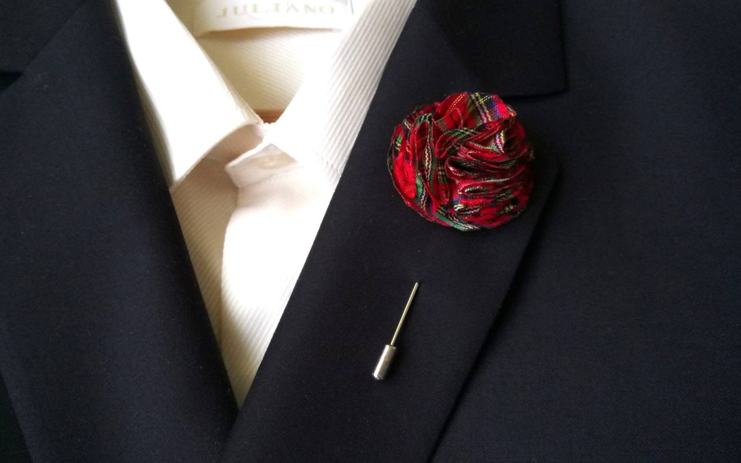 Tartan Lapel Pin Tartan Boutonnière Tartan Suit Lapel Pin Boyfriend ...