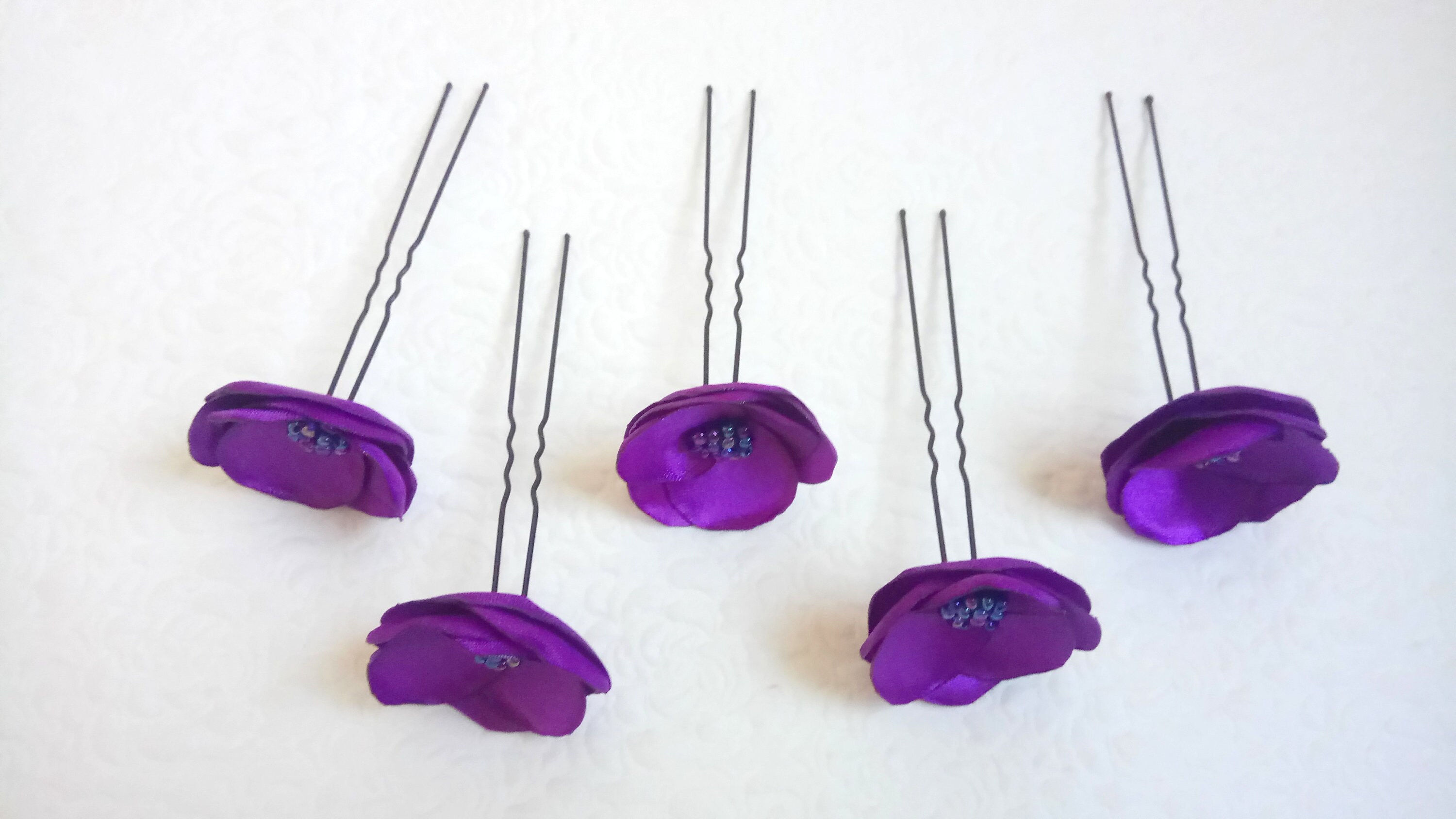 Tiny Purple hair pins Royal Purple hair flowers Bridal Purple | Etsy