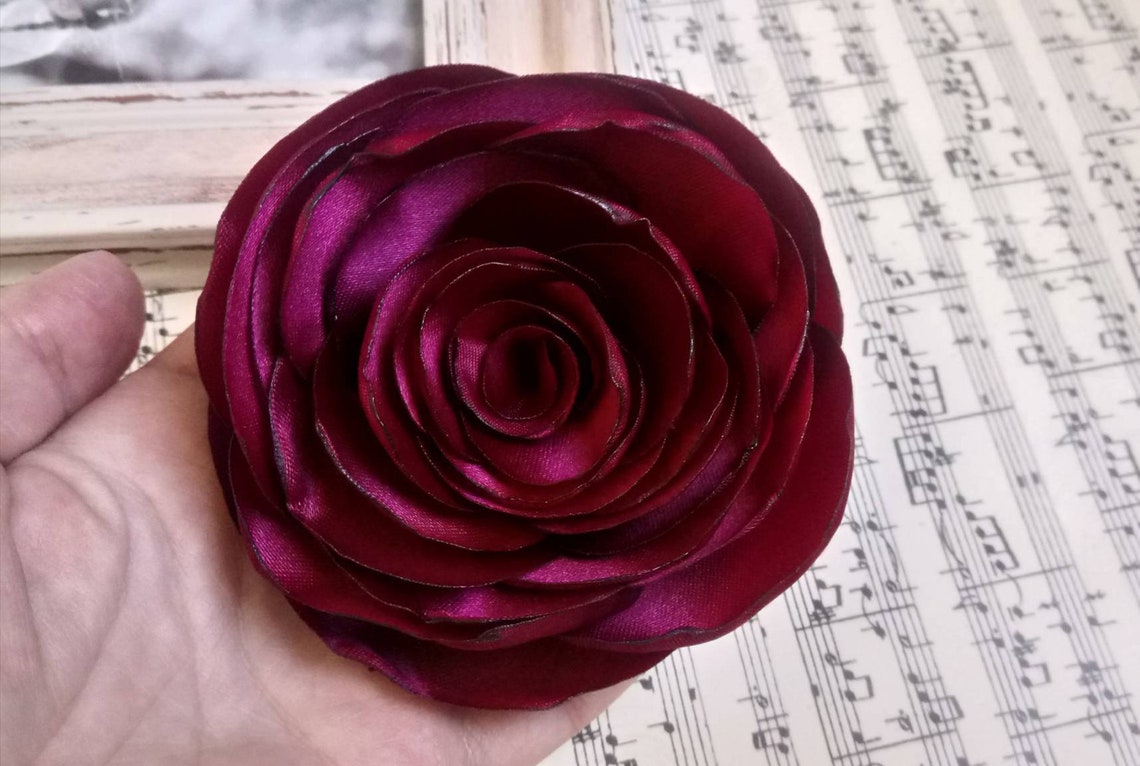 Burgundy Rose Brooch Burgundy Flower Pin Mother of the Bride | Etsy
