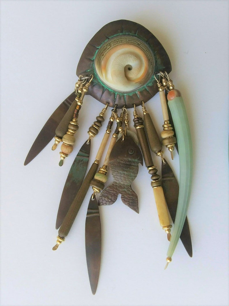 Tabra Sea Goddess Mexican Cats Eye Dentalium Shell Abalone MOP Bone ...