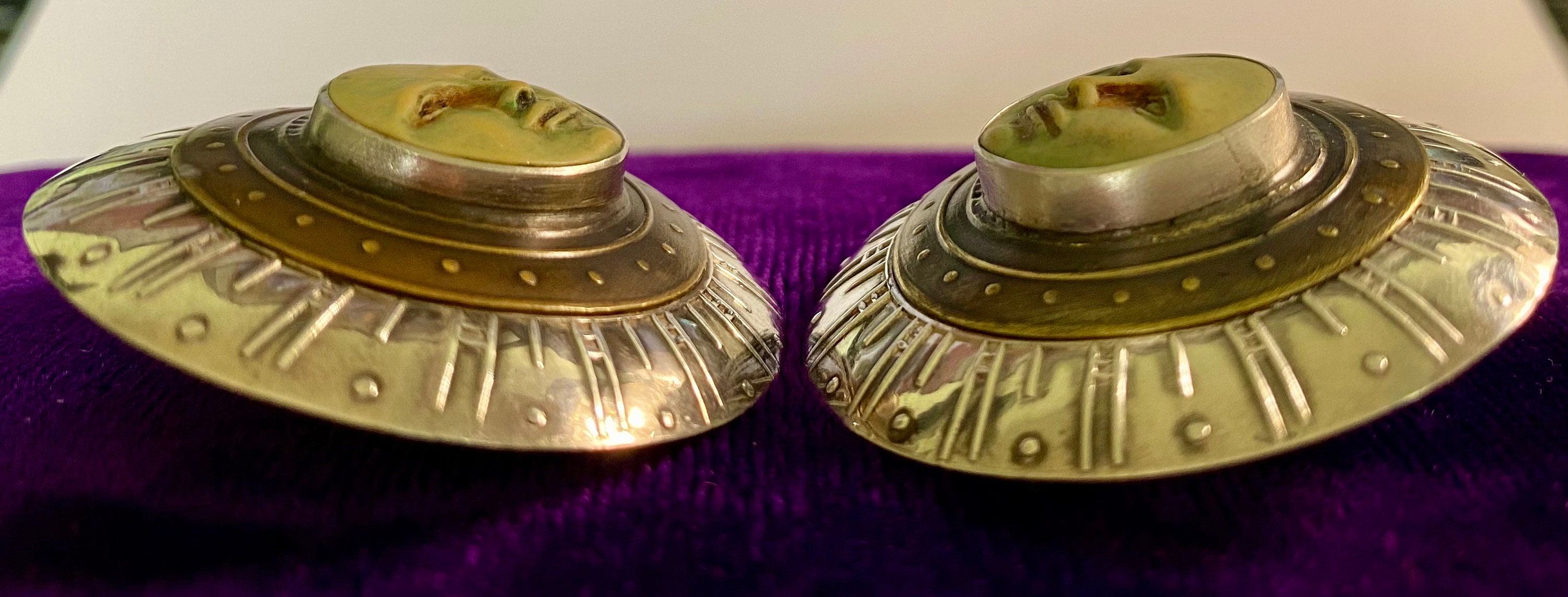 Artisan Signed Tabra Carved Full Moon Face Embossed Sterling - Etsy