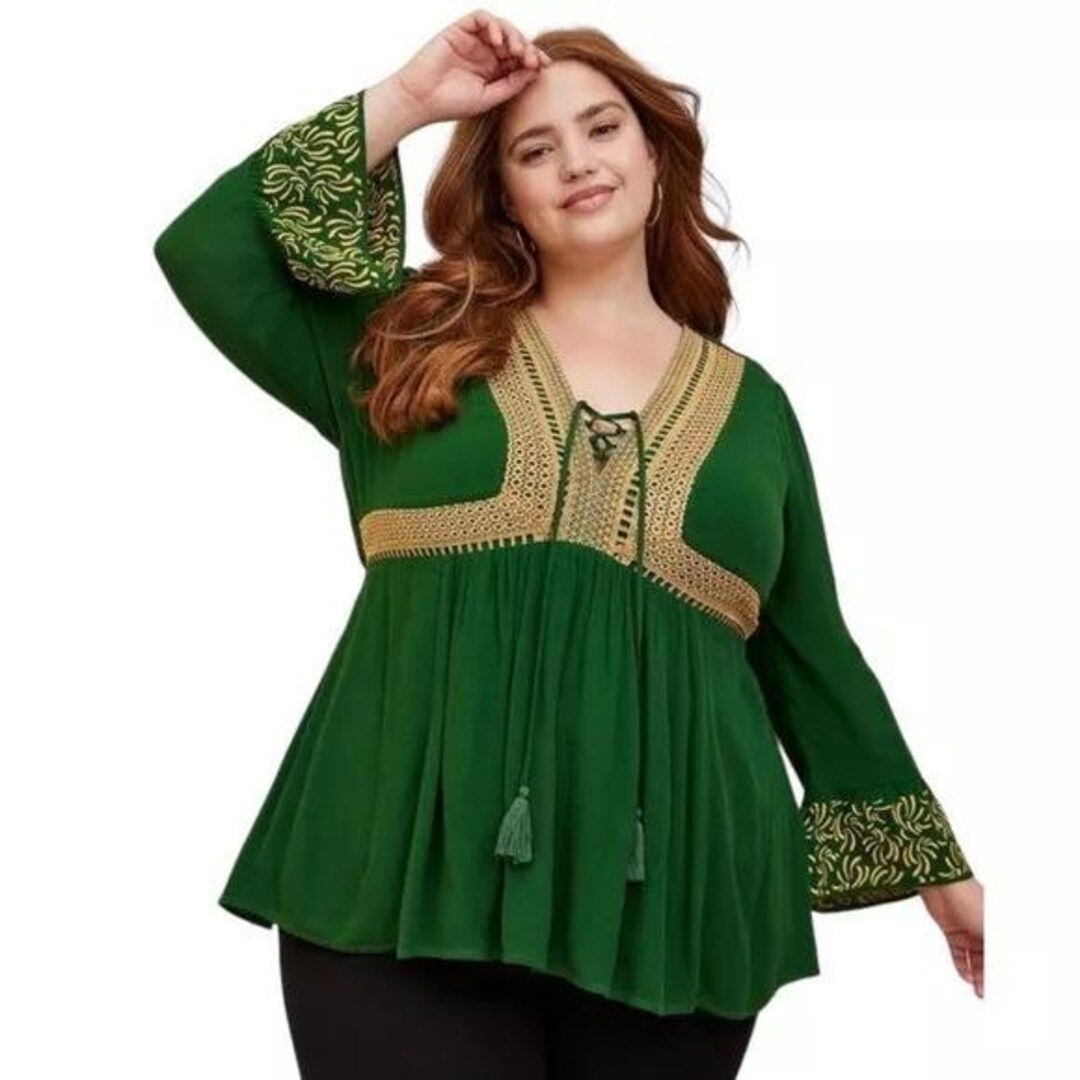 Torrid Game of Thrones House of the Dragon Green & Gold Tunic Top ...