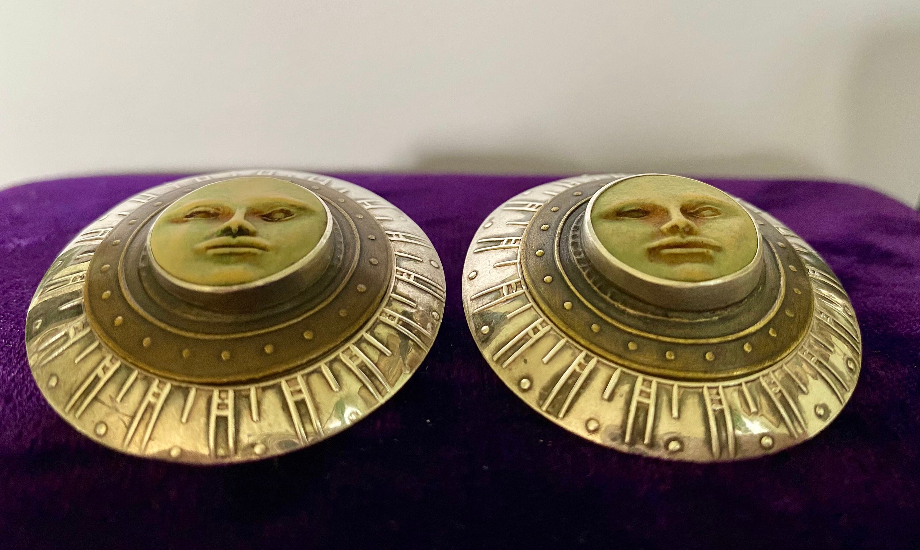 Artisan Signed Tabra Carved Full Moon Face Embossed Sterling - Etsy