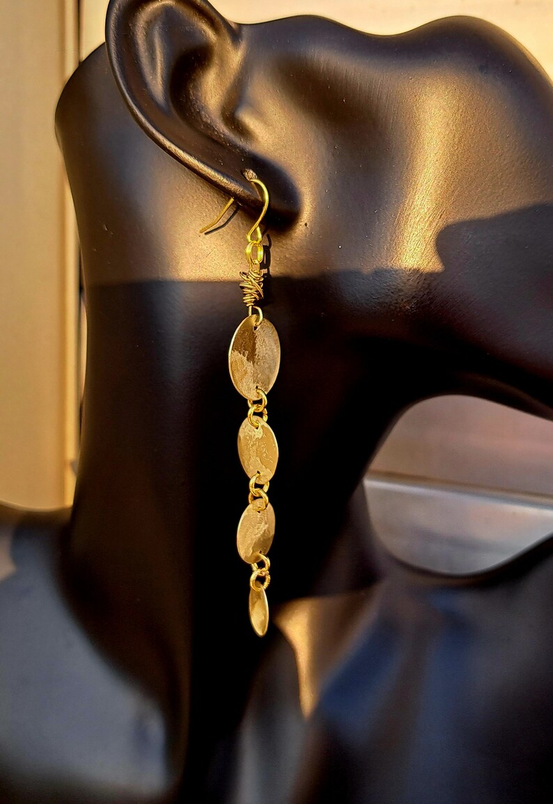 Super Lightweight Dangle Brass Disc Earrings - Etsy