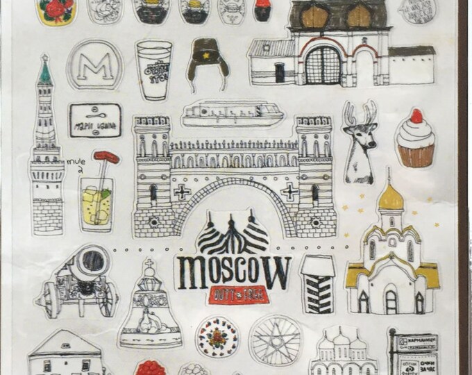 Moscow Theme Stickers , Travel Stickers, Russian Doll,craft Supply ...