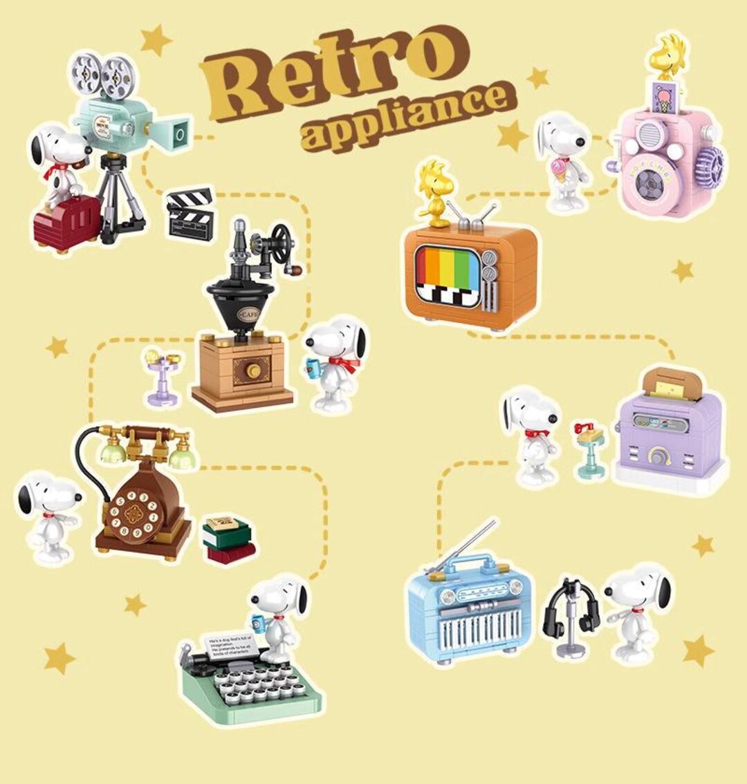 Blind Box Surprise ~ Peanuts Snoopy DIY Mini Block Retro Appliance ...
