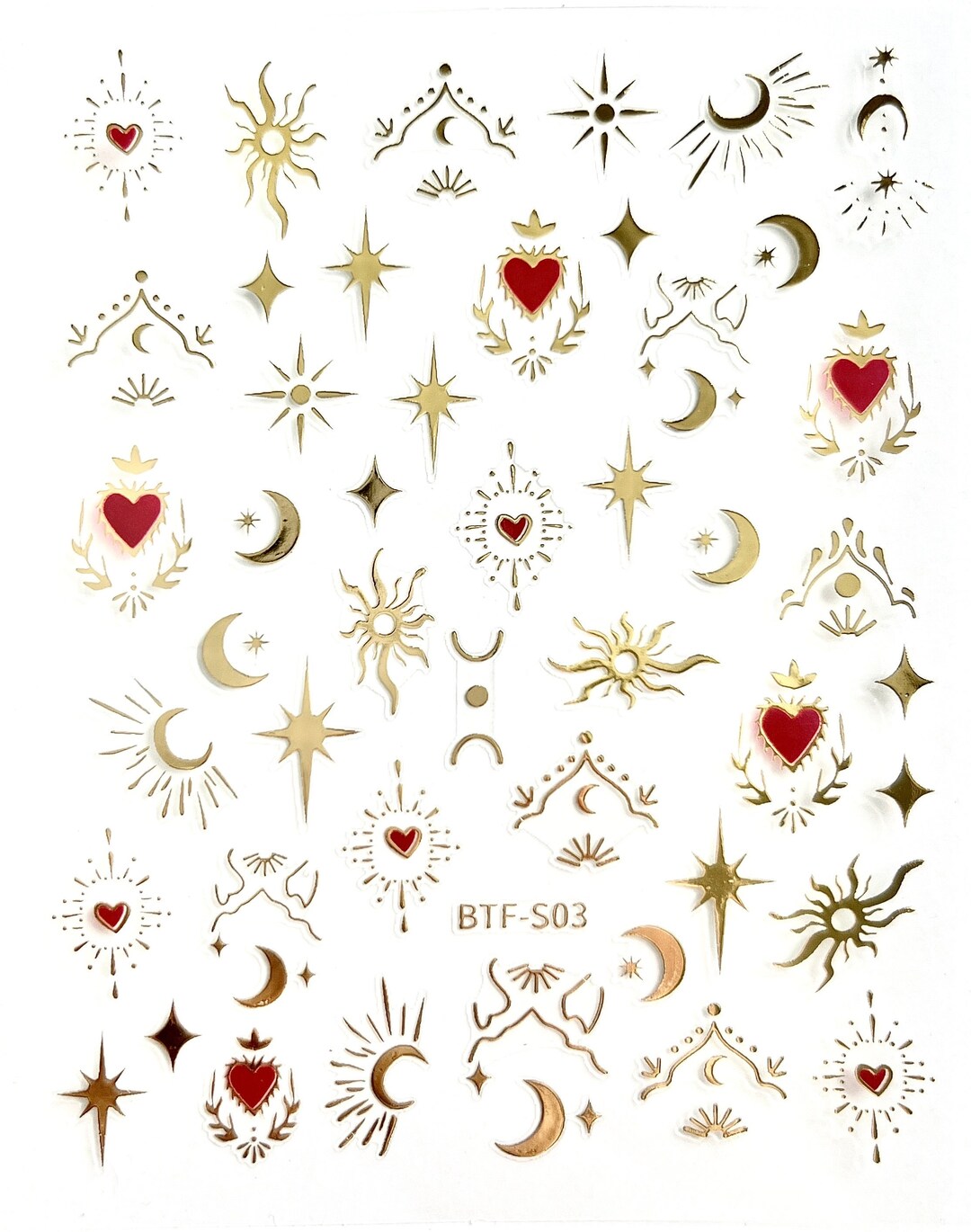 3D Shiny Gold Heart Moon Star Nail Art Sticker /nail DIY - Etsy
