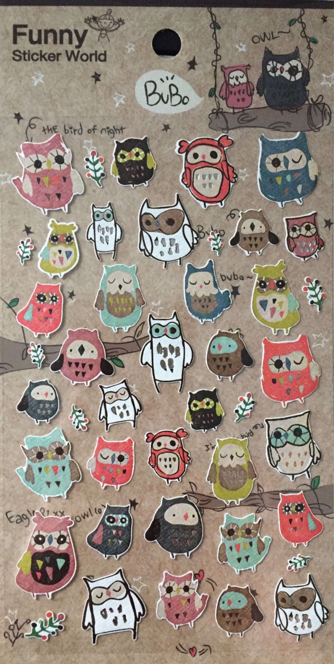 Owl Stickers,colorful Owl,craft Supply,scrapbook Supply,diary Sticker ...