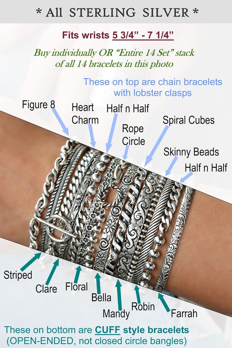 Sterling Silver Stacking Bracelets Bracelet Stack Bracelet - Etsy