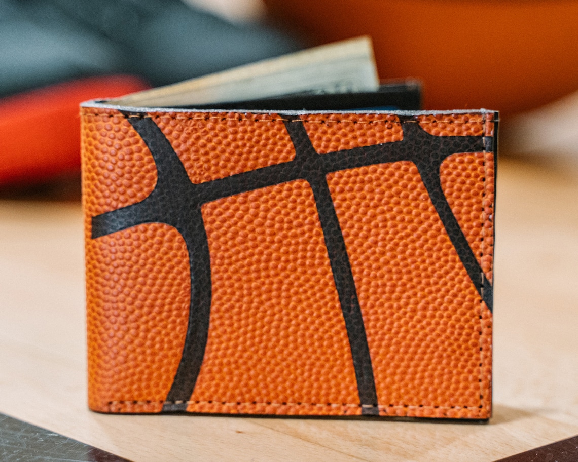 Genuine Basketball Leather Bifold Wallet With Lines. Great - Etsy
